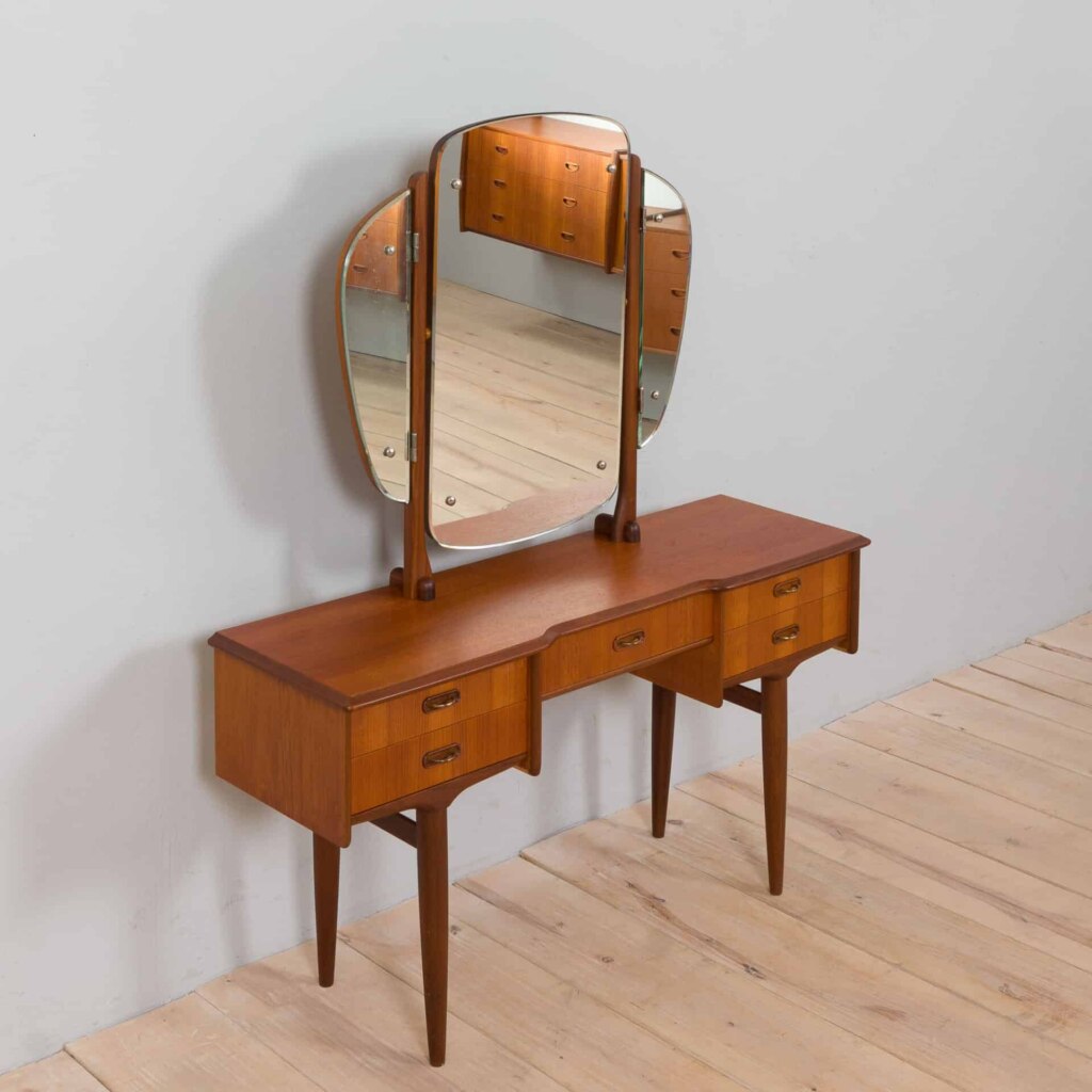 Scandinavian teak dressing table with adjustable mirrors, Denmark 1960s ...