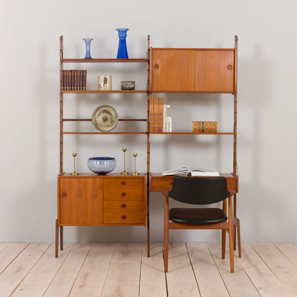 Scandinavian Free Standing Shelving System "Ergo" with floating desk By ...