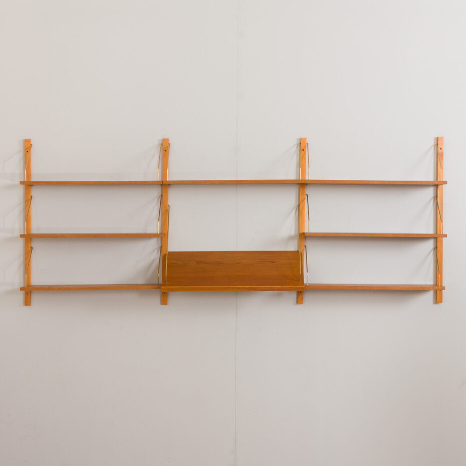 Danish wall unit in oak - modular shelving system 7 shelves and ...
