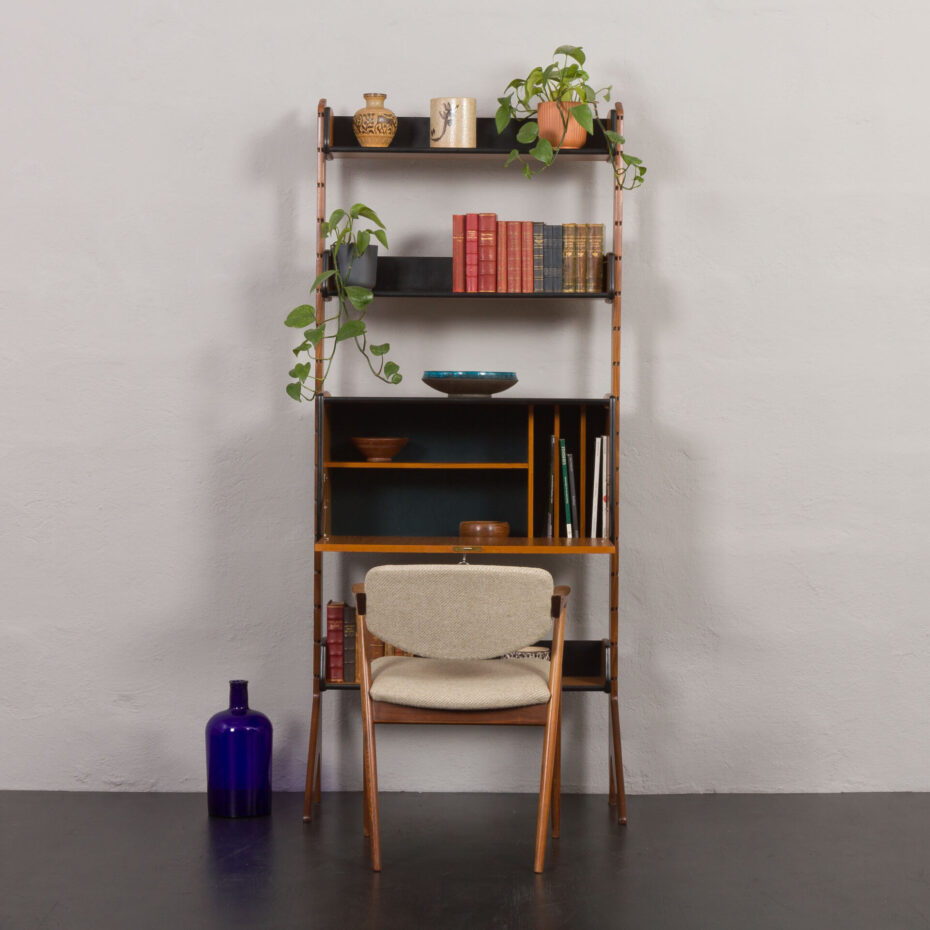 Scandinavian mid-century bookcase system in teak w. secretary desk ...