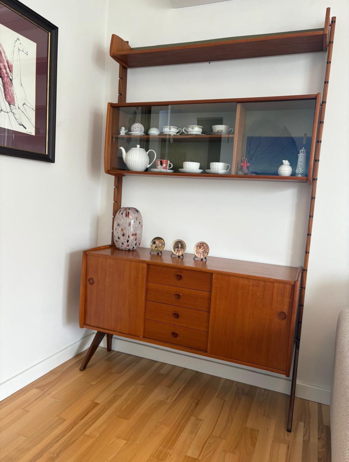 Danish teak daybed in thick boucle fabric, 1960s - Futureantiques
